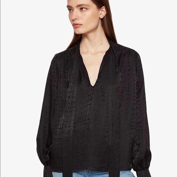 Anine Bing | Tops | Nwt Anine Bing Black Delilah Silk Jacquard Blouse ...